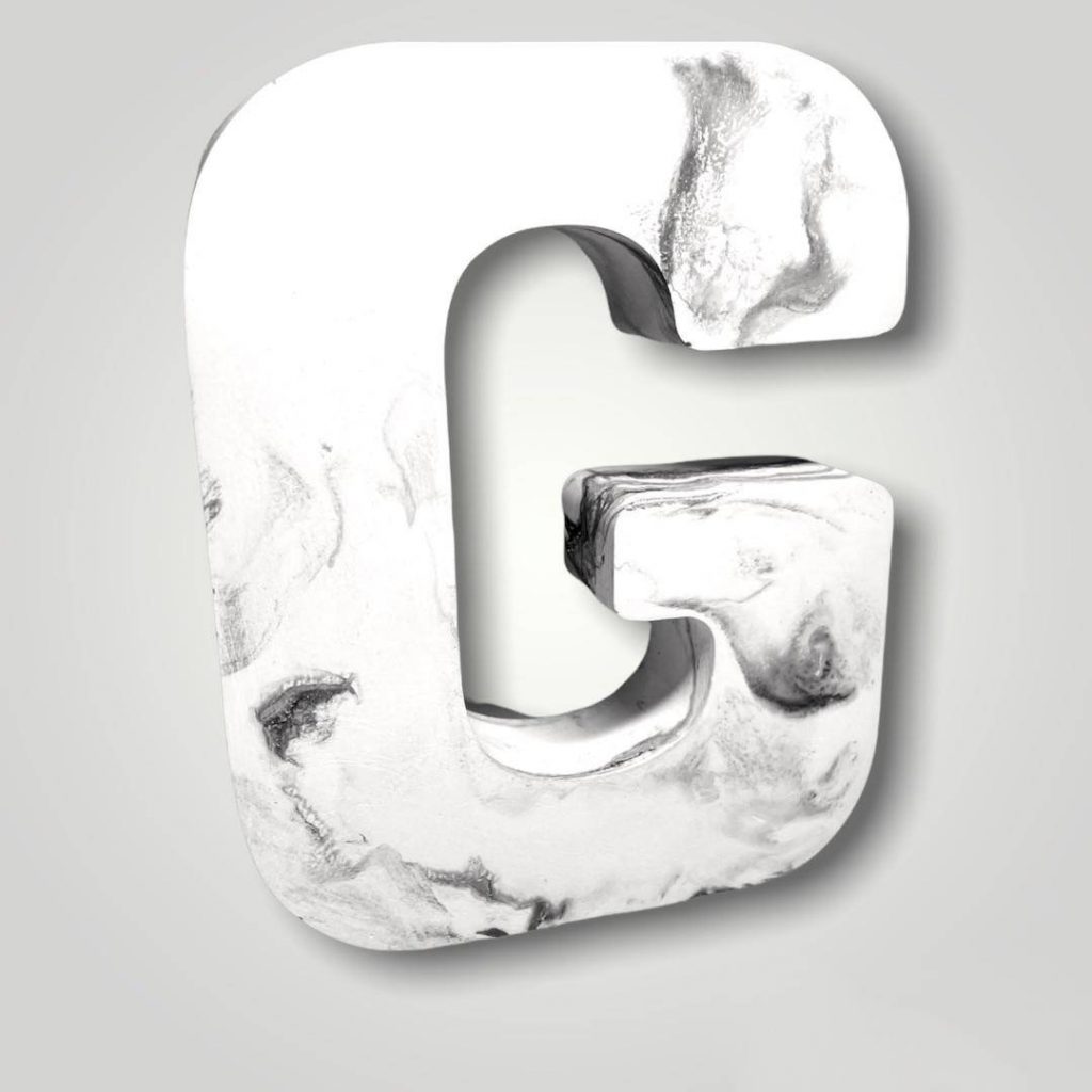 6″ Large Gypsum plaster marble letters – iViSTUDiOS – Art & Decor