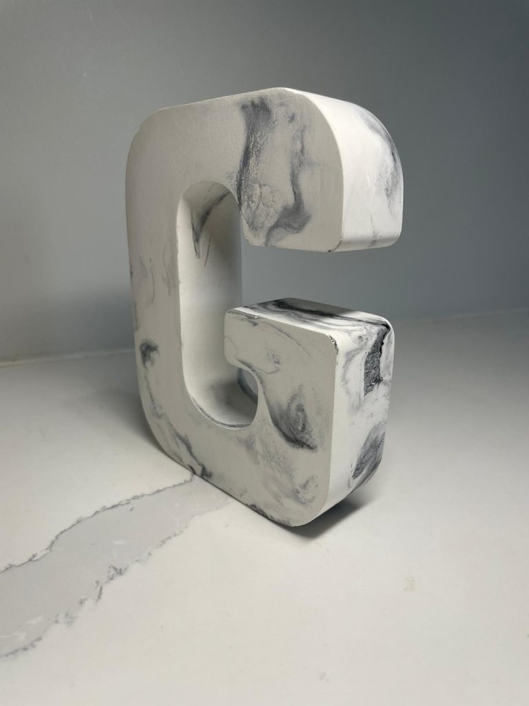 6″ Large Gypsum plaster marble letters – iViSTUDiOS – Art & Decor